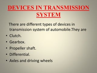 Transmission system in buses | PPTX