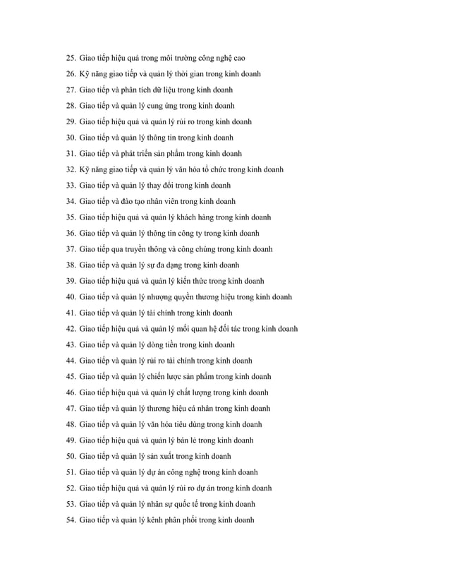 Trọn Bộ 200 Đề Tài Tiểu Luận Môn Giao Tiếp Trong Kinh Doanh 9 Điểm | PDF