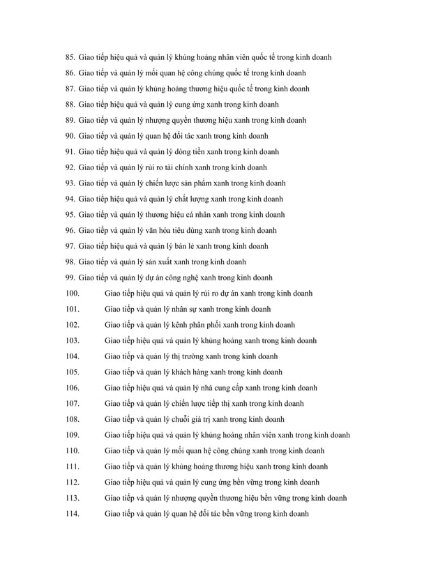 Trọn Bộ 200 Đề Tài Tiểu Luận Môn Giao Tiếp Trong Kinh Doanh 9 Điểm | PDF