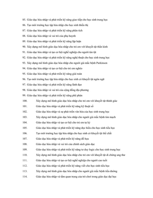 Trọn Bộ 200 Đề Tài Tiểu Luận Môn Giáo Dục Hòa Nhập, Từ Sinh Viên Trước | DOCX