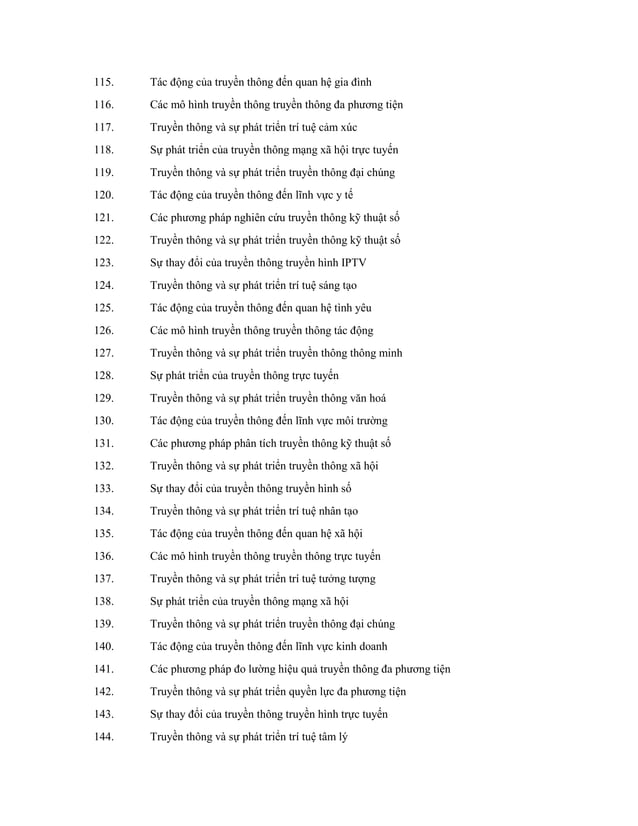 Trọn Bộ 200 Đề Tài Tiểu Luận Môn Lý Thuyết Truyền Thông Từ Sinh Viên Giỏi | DOCX