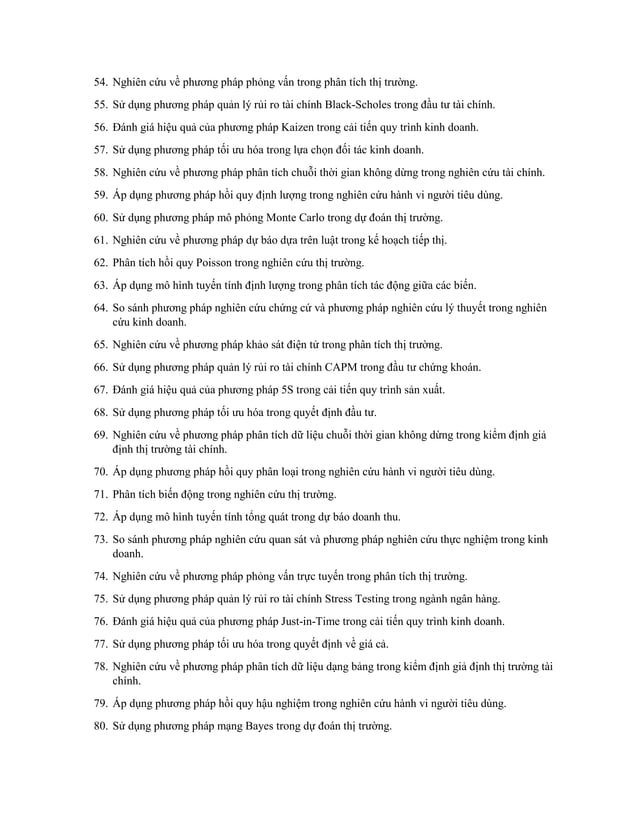 Trọn Bộ 200 Đề Tài Tiểu Luận Môn Phương Pháp Nghiên Cứu Trong Kinh Doanh | DOCX