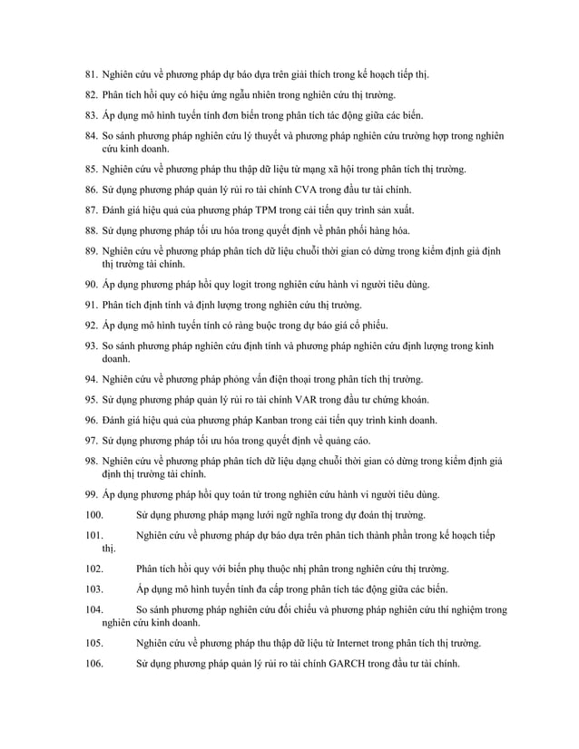 Trọn Bộ 200 Đề Tài Tiểu Luận Môn Phương Pháp Nghiên Cứu Trong Kinh Doanh | DOCX