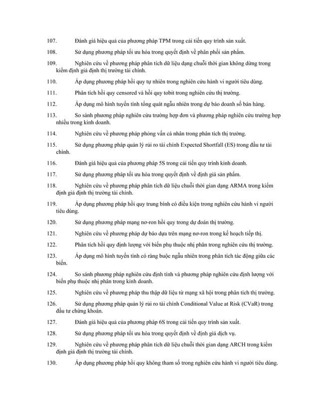 Trọn Bộ 200 Đề Tài Tiểu Luận Môn Phương Pháp Nghiên Cứu Trong Kinh Doanh | DOCX