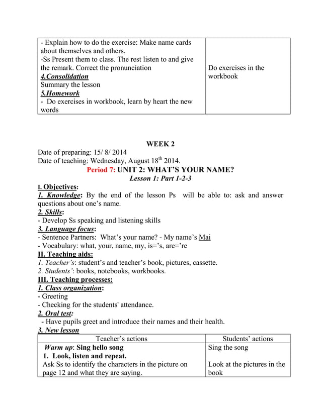 Lesson Plan - Grade 3