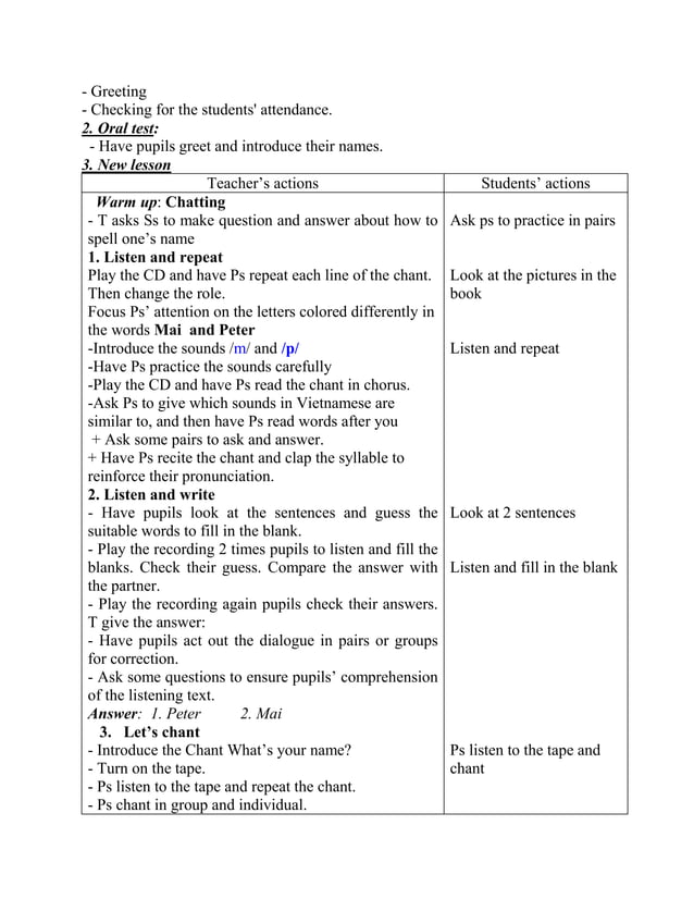 Lesson Plan - Grade 3