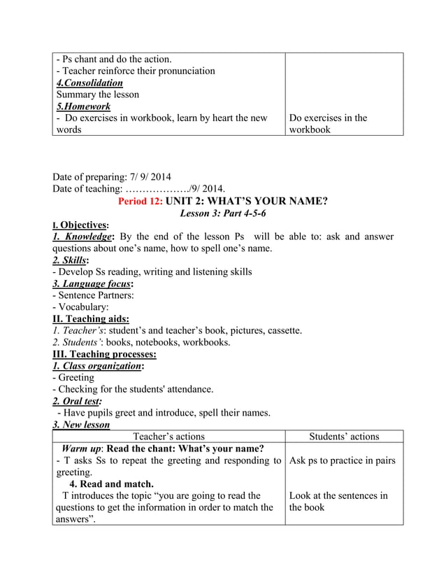 Lesson Plan - Grade 3
