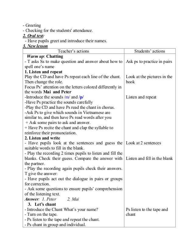 Lesson Plan For Grade 3
