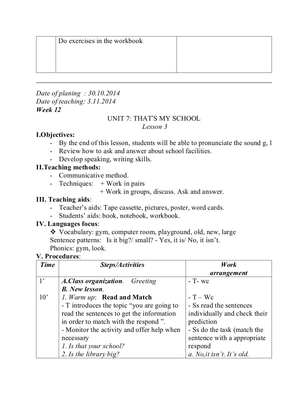 Lesson Plan - Grade 3