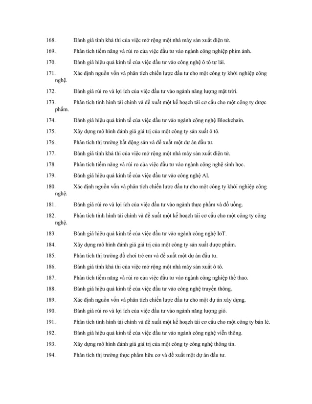 Trọn Bộ Gồm 200 Đề Tài Tiểu Luận Môn Dự Án Đầu Tư, Làm Điểm Cao | DOCX