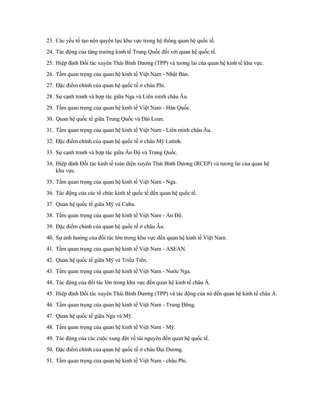 Trọn Bộ Gần 200 Đề Tài Tiểu Luận Môn Quan Hệ Quốc Tế Từ Nhiều Sinh Viên Giỏi | DOCX