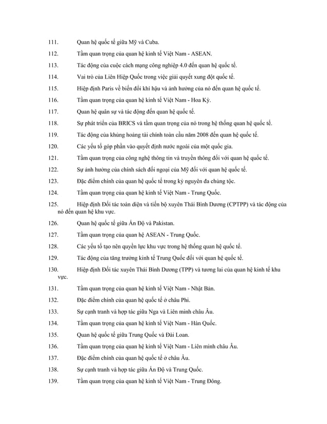 Trọn Bộ Gần 200 Đề Tài Tiểu Luận Môn Quan Hệ Quốc Tế Từ Nhiều Sinh Viên Giỏi | DOCX