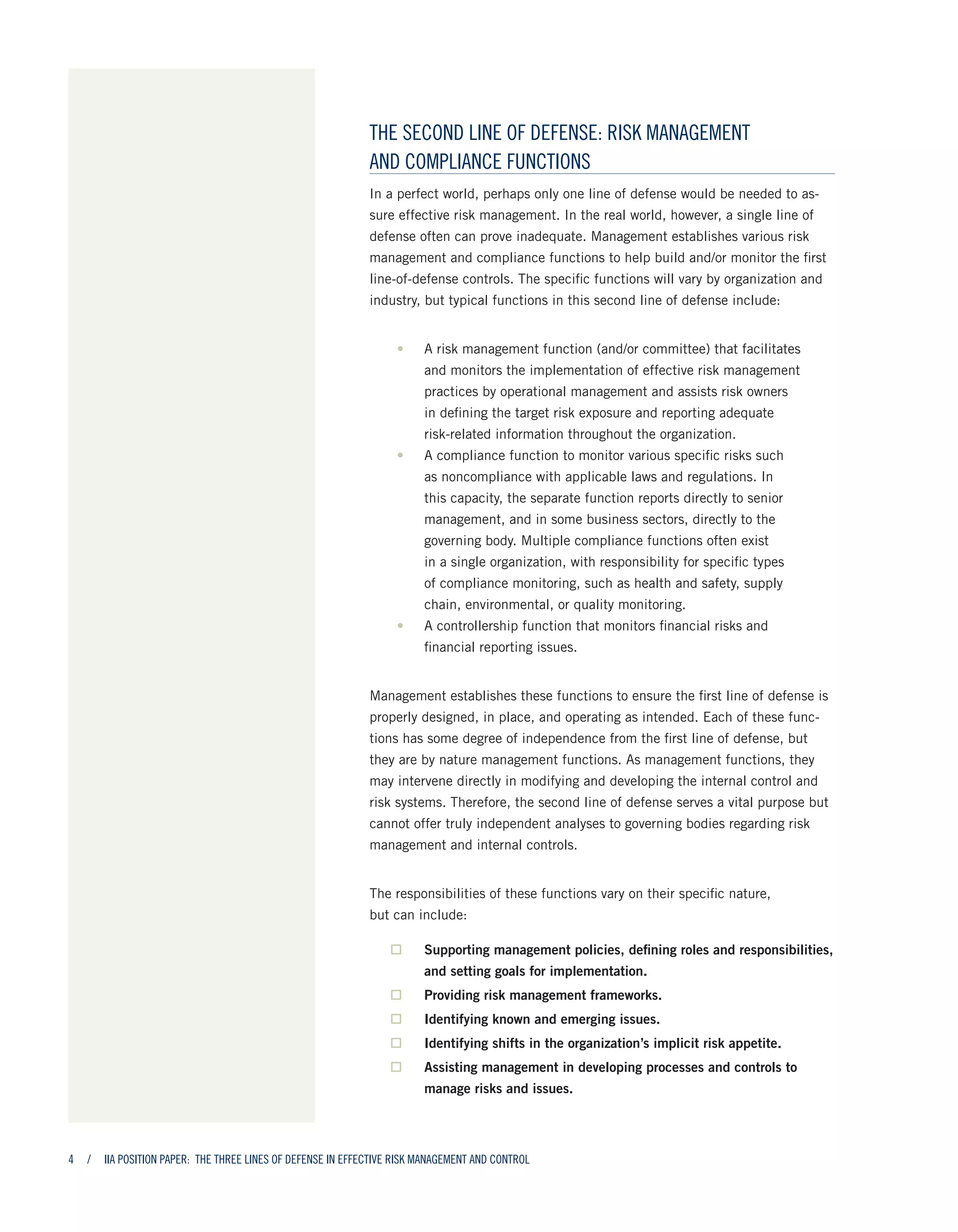 Pp the three lines of defense in effective risk management and control ...