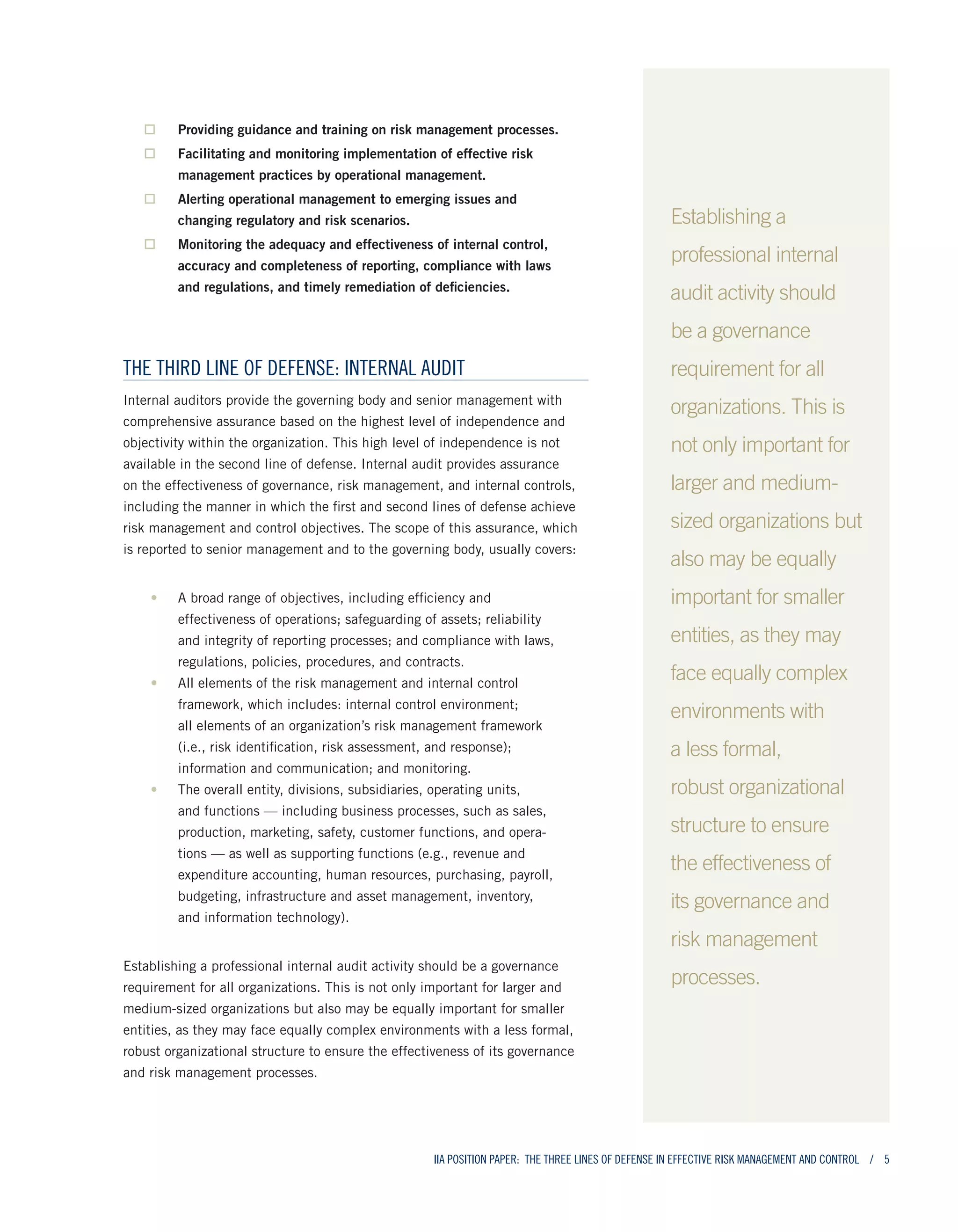 Pp the three lines of defense in effective risk management and control ...