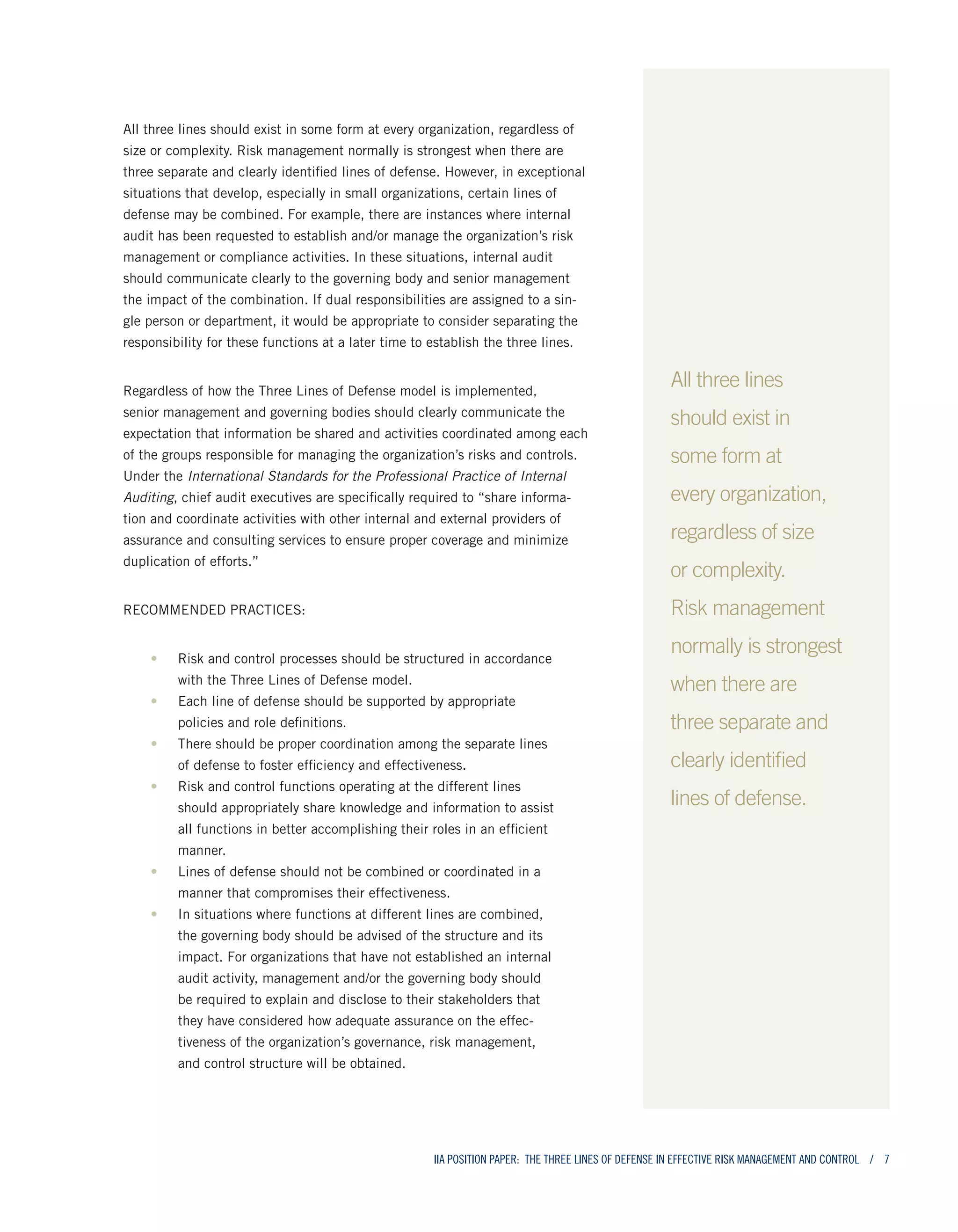 Pp the three lines of defense in effective risk management and control ...