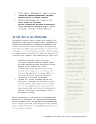 Pp the three lines of defense in effective risk management and control ...