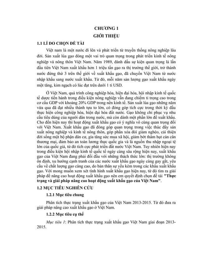 THỰC TRẠNG VÀ GIẢI PHÁP NÂNG CAO HOẠT ĐỘNG XUẤT KHẨU GẠO CỦA VIỆT NAM | DOC