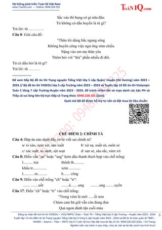 Trạng nguyên Tiếng Việt lớp 5 Vòng 6 cấp Huyện năm 2023 - 2024 ôn theo 14 chủ điểm | PDF