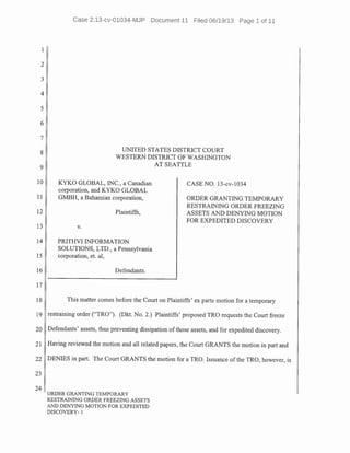 Order Granting Temporary Restraining Order Freezing Assets Against ...