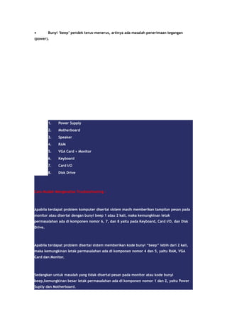 Trobleshooting komputer | DOC