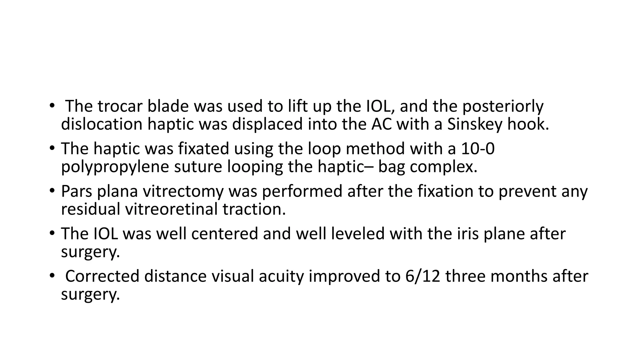 TROCAR BLADE-assisted scleral fixation for dislocated iol | PPT