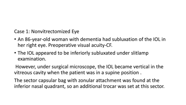 TROCAR BLADE-assisted scleral fixation for dislocated iol | PPT