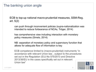 Banking Union and Governance of Individual Clients/Actors Relationships ...