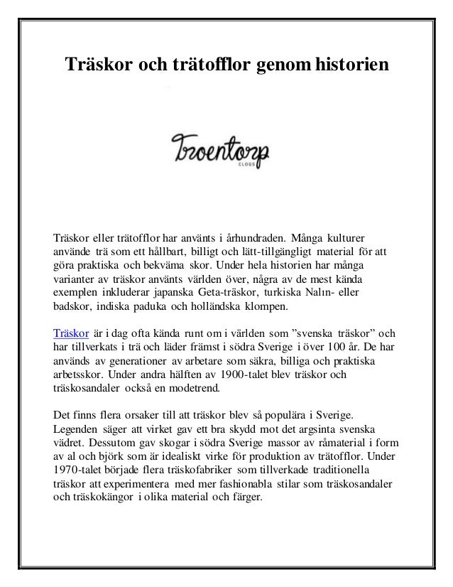 Träskor och trätofflor genom historien | DOCX