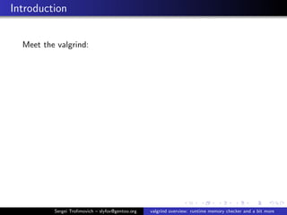 Valgrind overview: runtime memory checker and a bit more aka использование #valgrind на селе | PPT