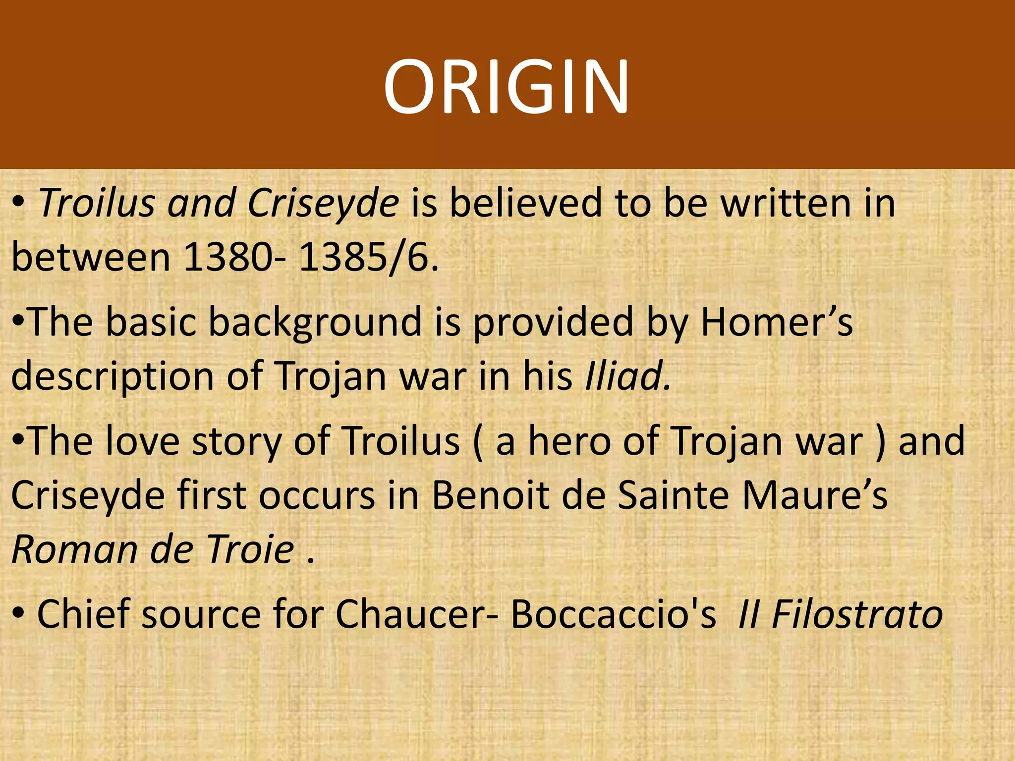 Chaucer's Troilus and Criseyde | PPTX