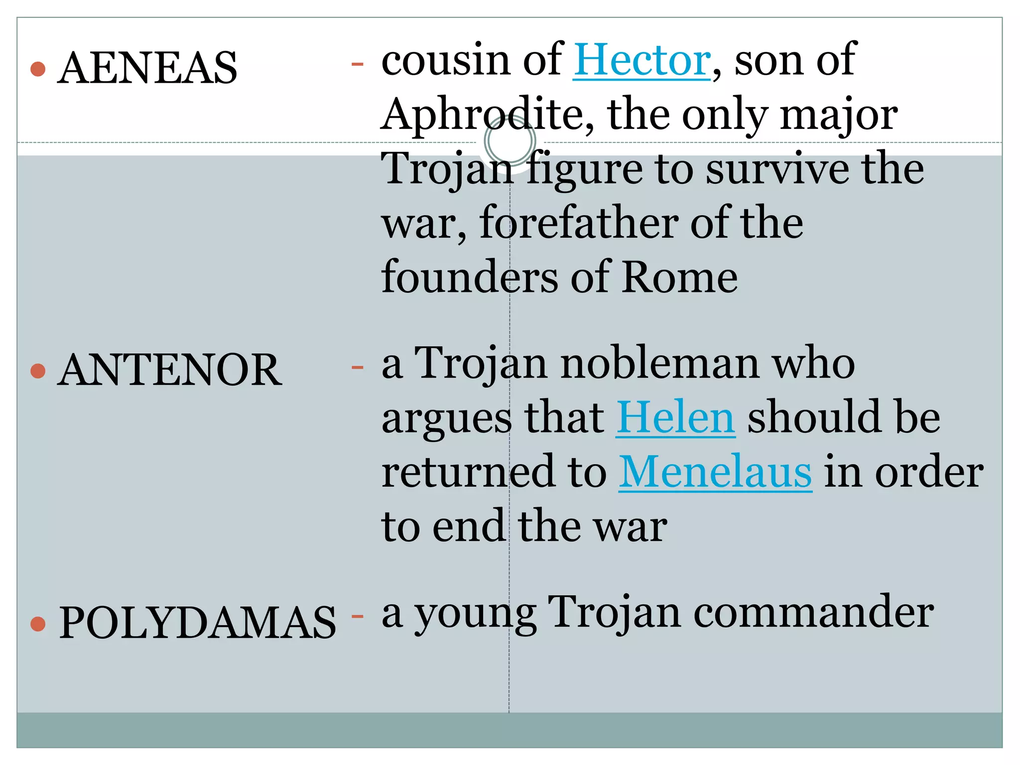 Trojan War - Homeric Characters | PPT