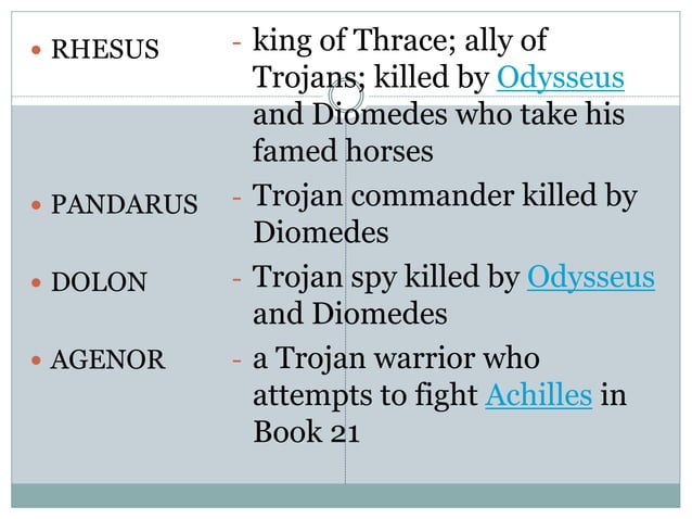 Trojan War - Homeric Characters | PPT