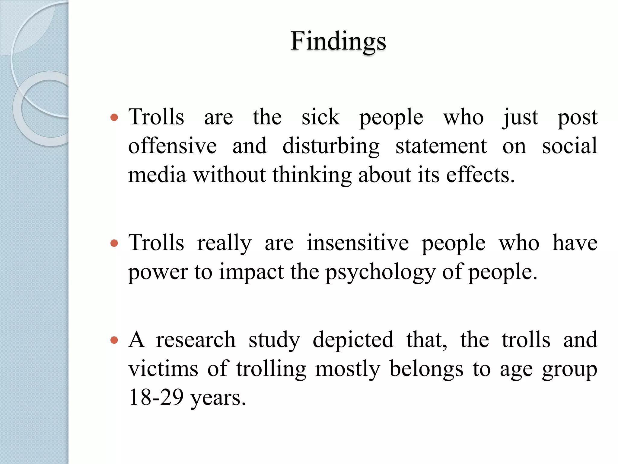 Trolls on social media seminar ppt | PPTX