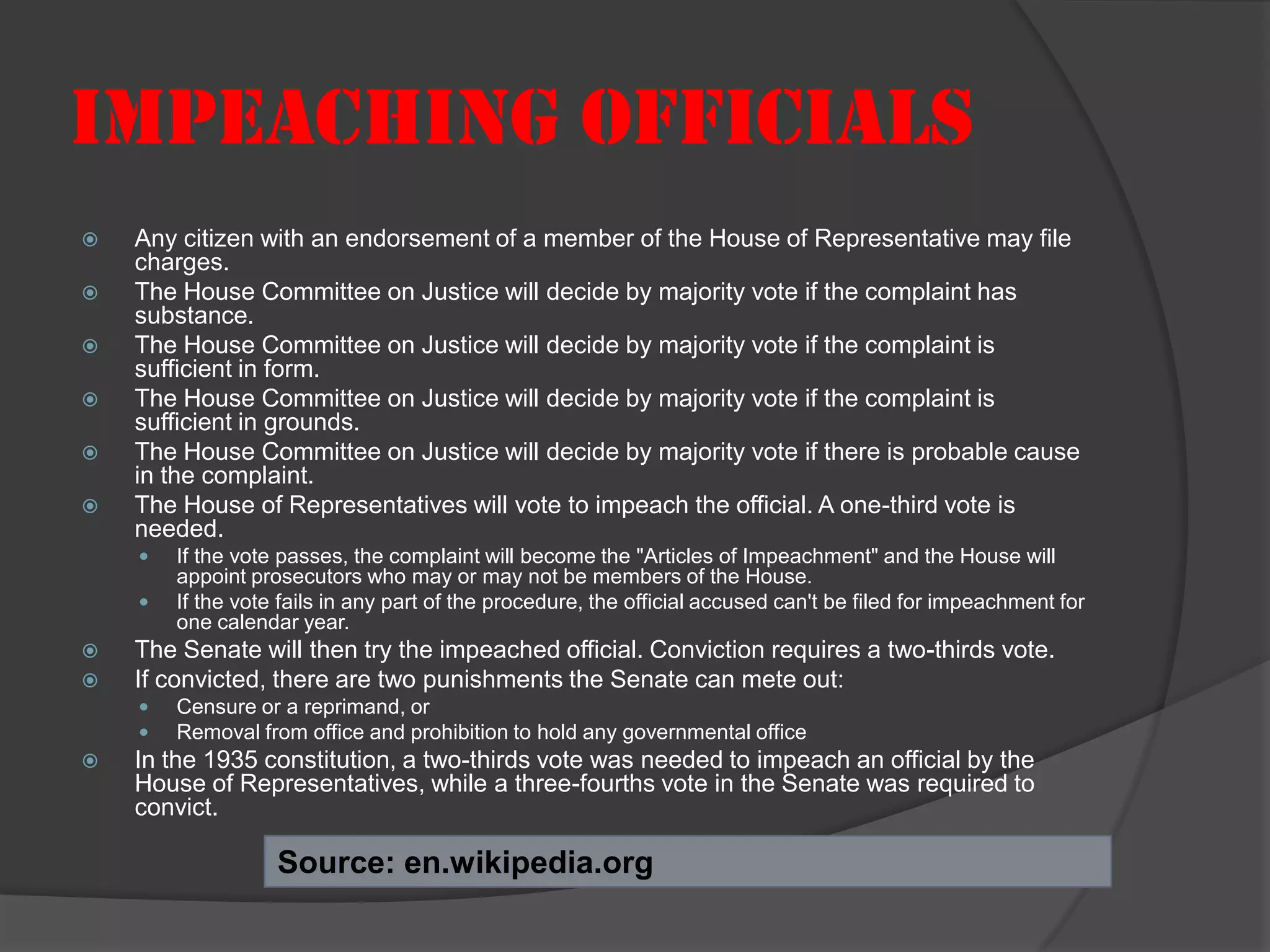 History of Impeachment Power point by Malik Domato | PPTX