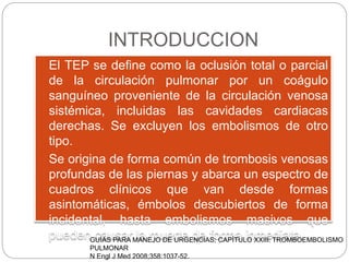 Tromboembolismo pulmonar | PPTX