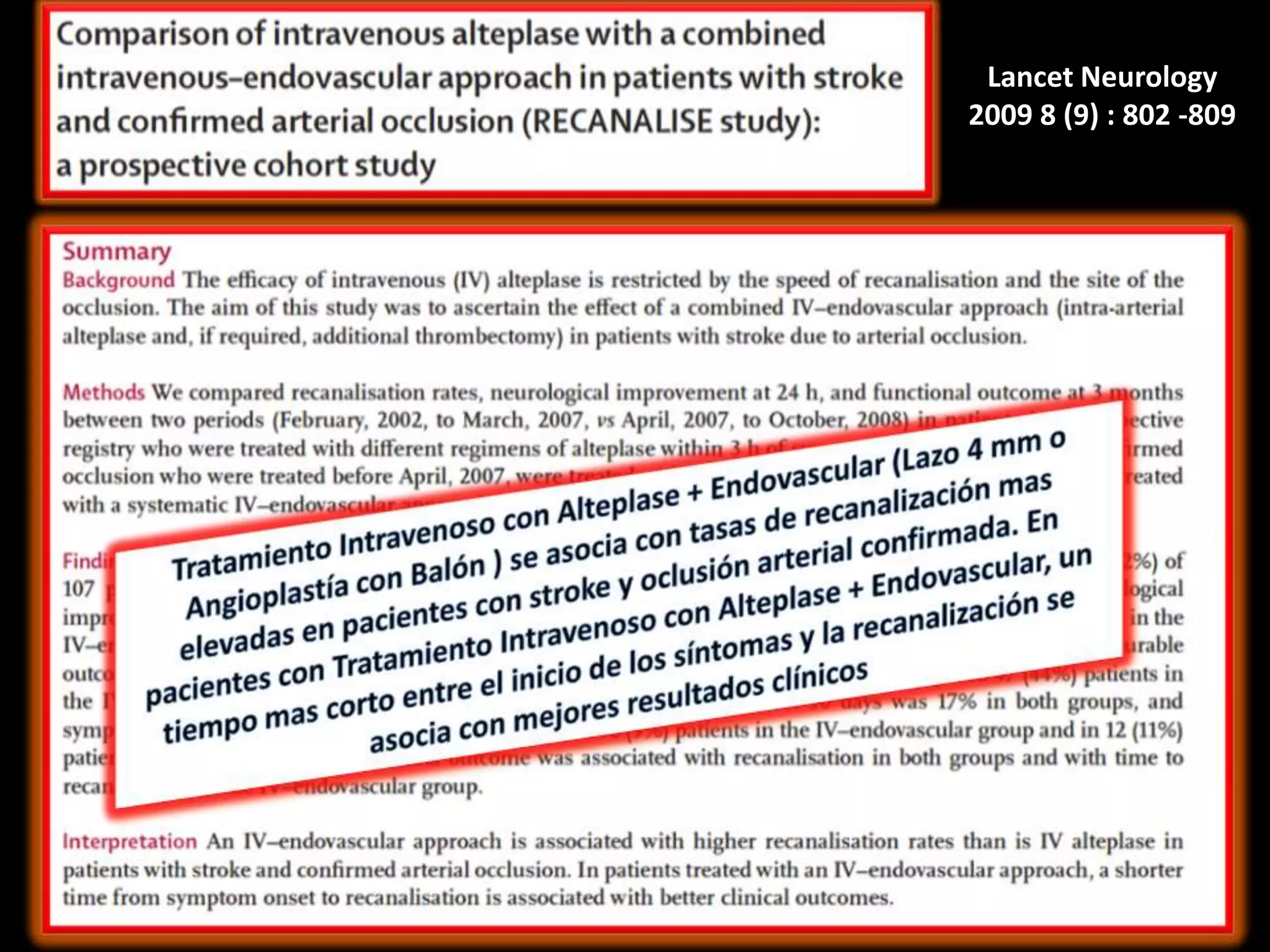 TROMBOLISIS INTRA-ARTERIAL EN EVENTO CEREBRAL VASCULAR ISQUEMICO AGUDO ...