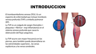 Trombosis venosa profunda El tromboembolismo venoso (TEV). Es un ...