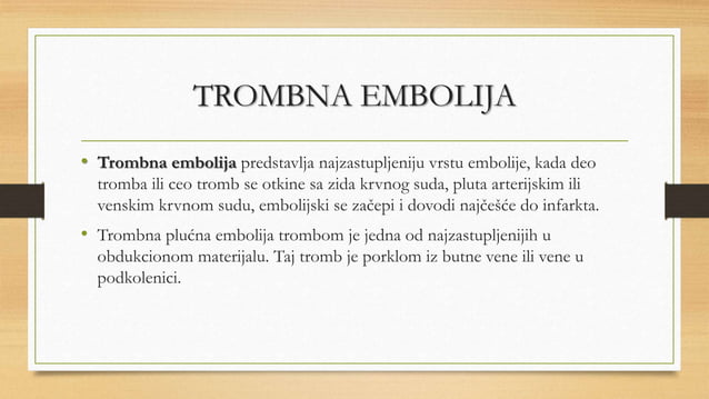 Tromboza & Embolija | PPTX