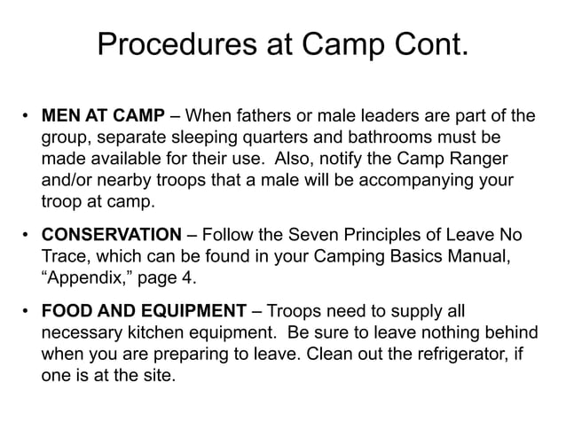 Troop Camp Training (revised tmc) | PPTX | Camping | Travel Type
