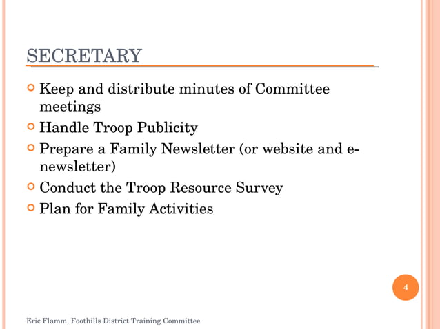 Troop Committee Responsibilities | PPT