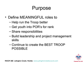 Troop leadership org chart and presentation | PPT