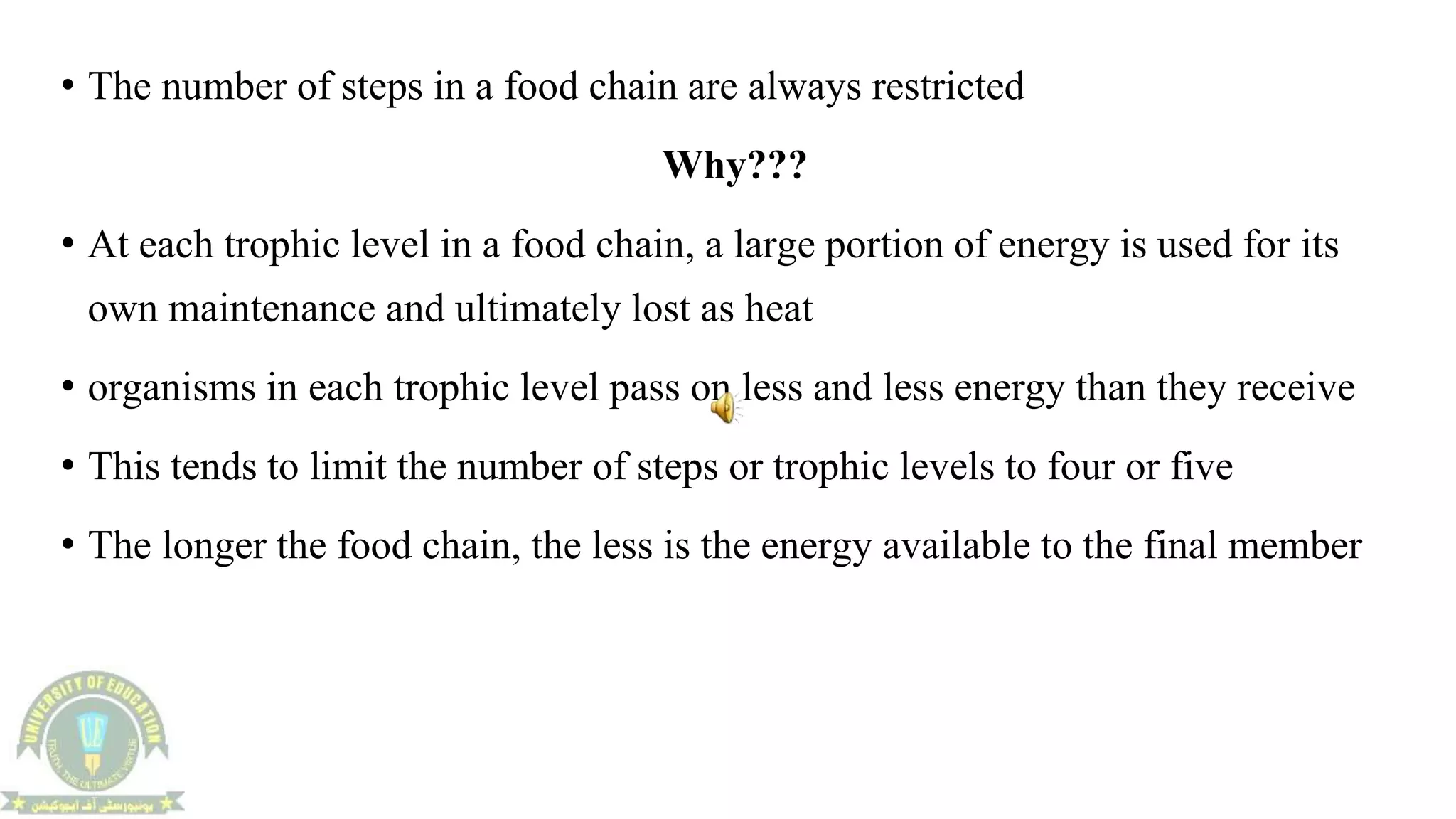 Trophic levels and energy variation with increasing trophic levels.food ...