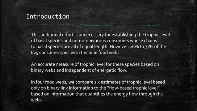 Trophic levels in complex food webs | PPTX