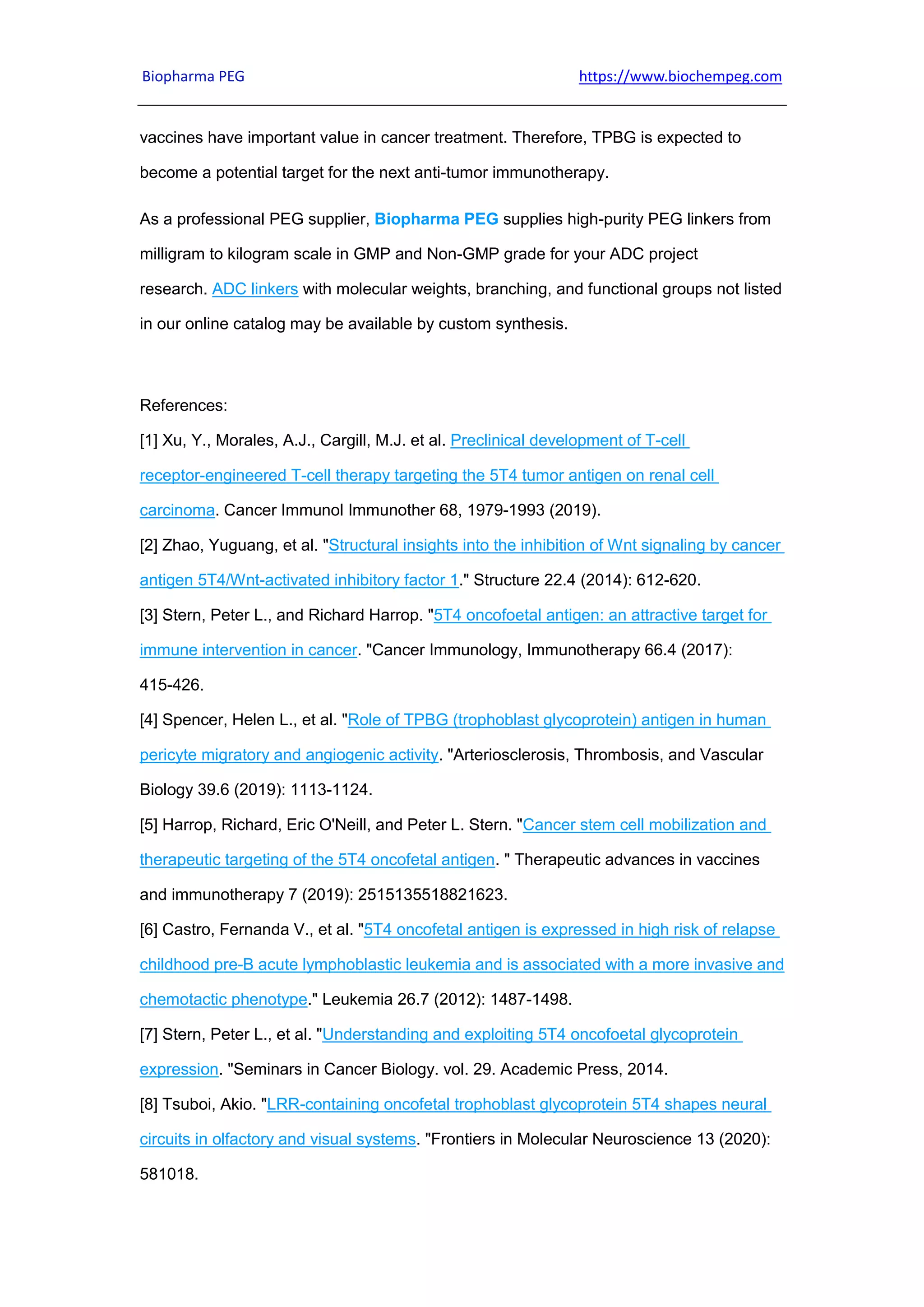 Trophoblast Glycoprotein (TPGB5T4) A New Target For ADC Drugs.pdf | Cancer | Diseases and Conditions