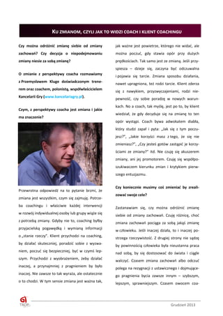 TROPletter - grudzien 2013 - Zmiana w człowieku, człowiek w zmianie | PDF