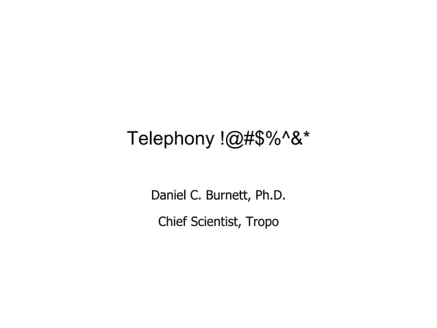 Tropo Presentation at the Telecom API Workshop | PPT