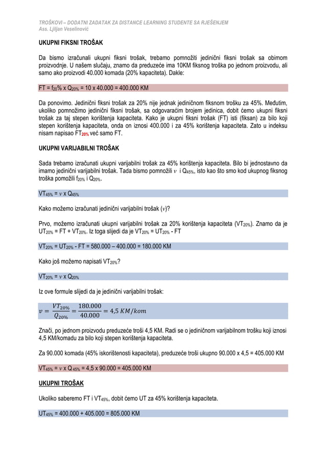 Troskovi dl zadatak | PDF