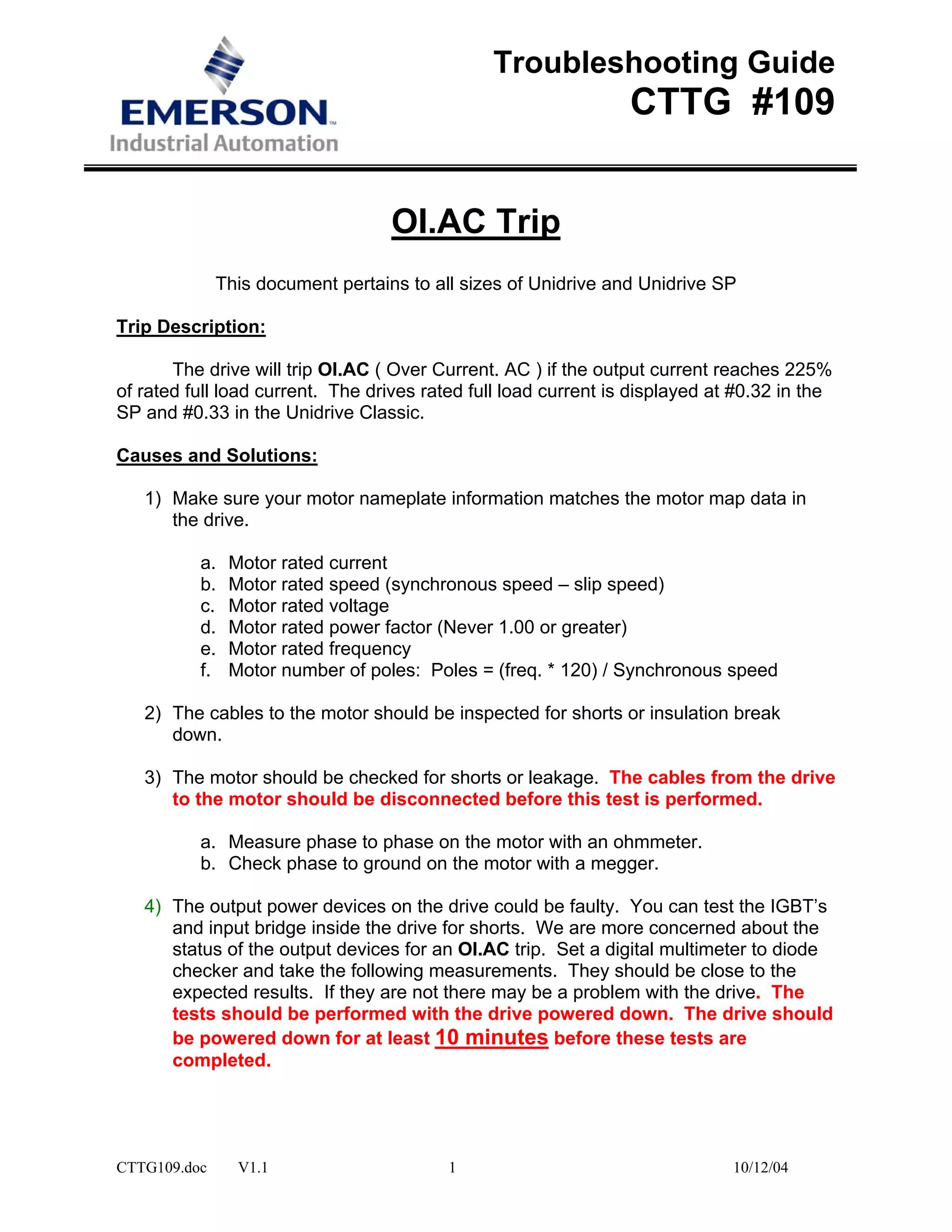 Trouble guide cttg109 oi.ac trip | PDF