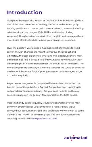 Google Ad Manager (Google DFP) – Top 10 Troubleshooting Tips | PDF
