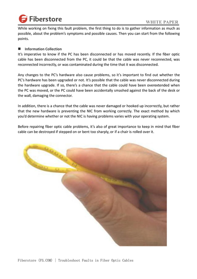 Troubleshoot faults in fiber optic cables | PDF